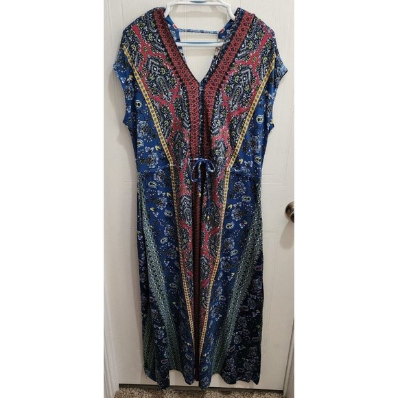 ONE WORLD | Dresses | One World Womens Sleeveless Maxi Dress Blue Multi ...